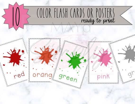 Color Posters and Flash Cards Educational Set Classroom - Etsy