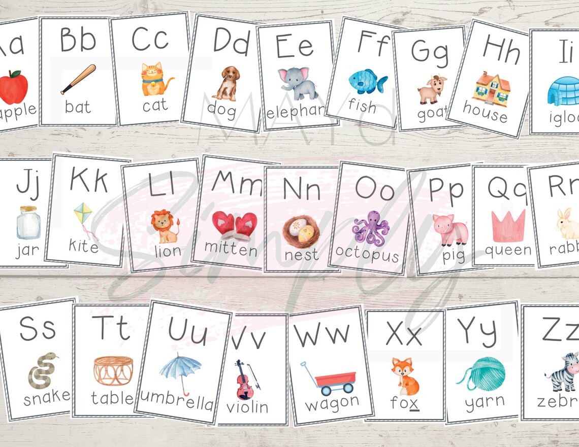 ABC Alphabet Posters and Flash Cards Educational ABC Set - Etsy