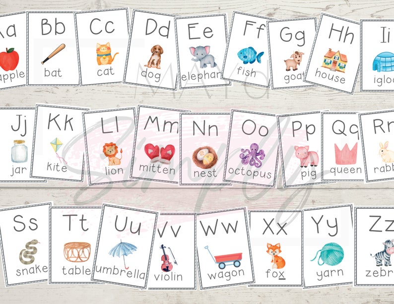 ABC Alphabet Posters and Flash Cards, Educational ABC Set, Classroom ...