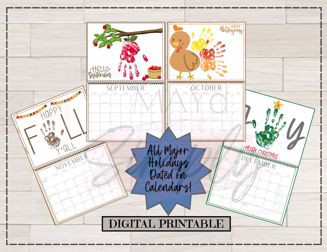 2024 Handprint Calendar Memory Calendar CANADA DATES Keepsake Dated ...