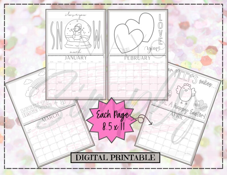 2024 Coloring Calendar Memory Calendar Keepsake Dated Calendar Great ...