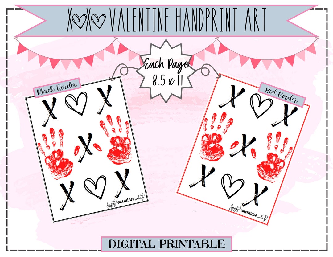 Valentine Handprint Art and Craft - XOXO, Two Design Colors - Keepsake ...