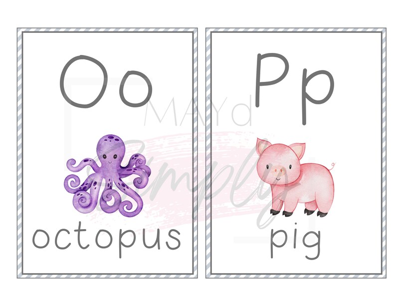 ABC Alphabet Posters and Flash Cards Educational ABC Set - Etsy