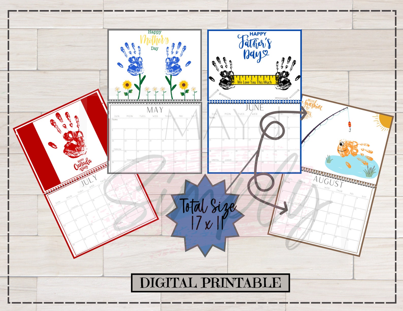 2024 Handprint Calendar Memory Calendar CANADA DATES Keepsake Dated ...
