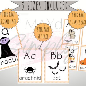 Halloween ABC Alphabet Posters and Flash Cards, Educational ABC Set ...