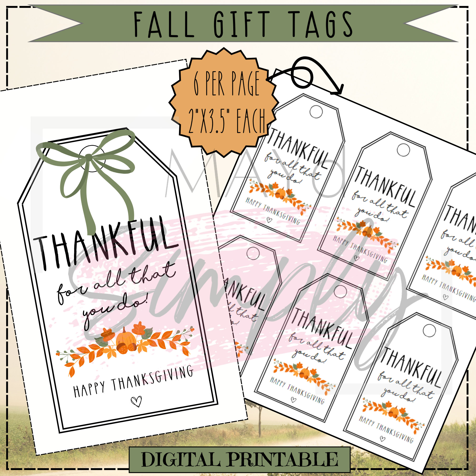 PERSONALIZED Fall Gift Tag, Thankful for All That You Do, Pumpkin ...
