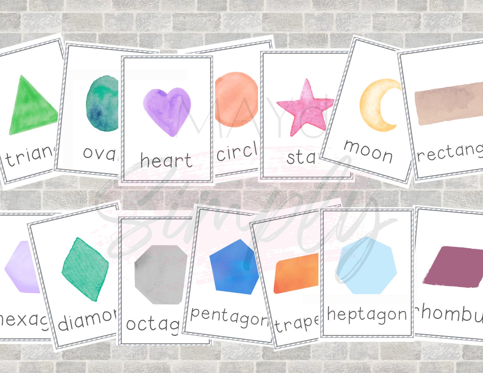 Shape Posters and Flash Cards, Educational ABC Set, Classroom ...