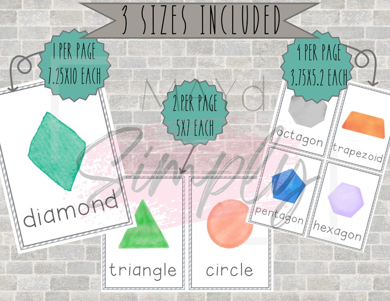 Shape Posters and Flash Cards, Educational ABC Set, Classroom ...