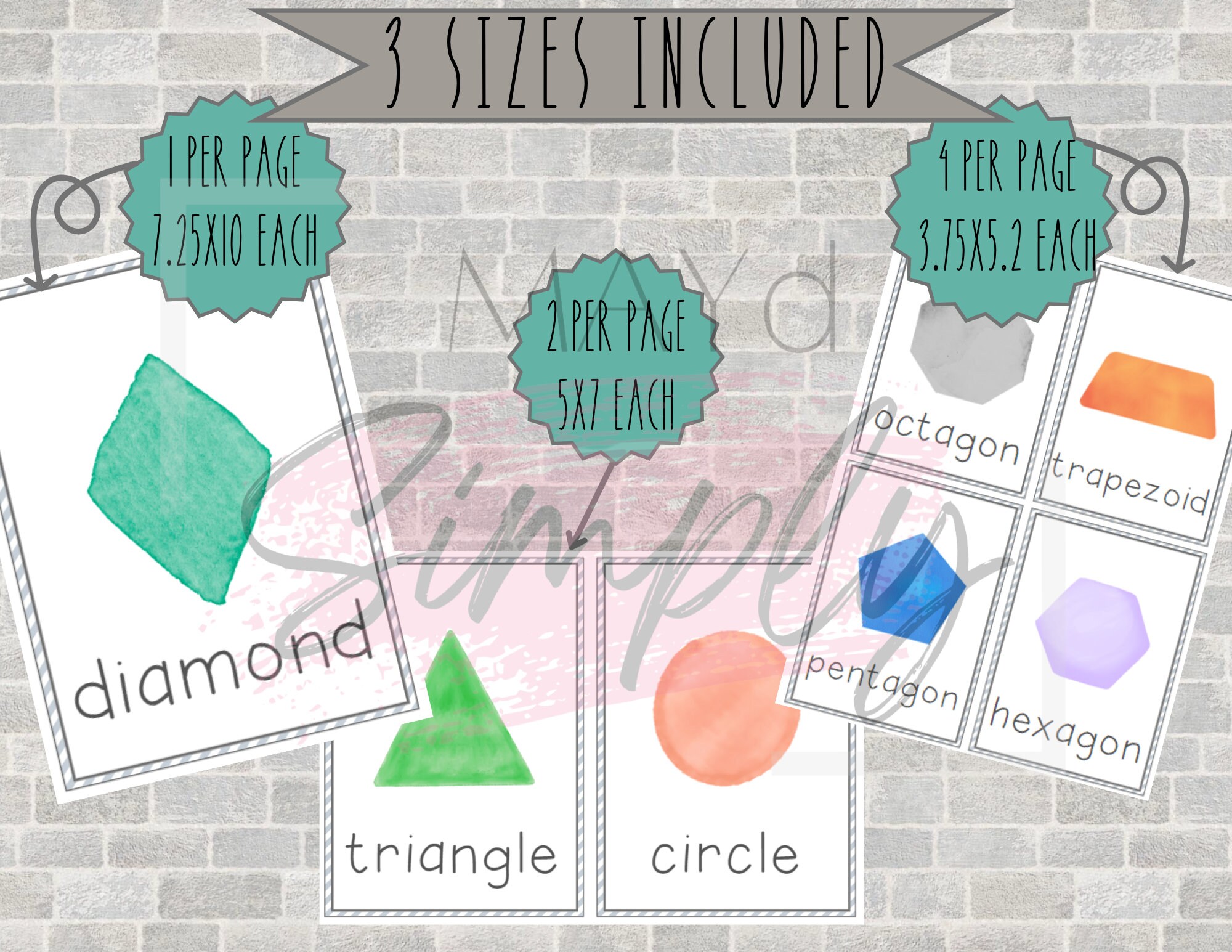 Shape Posters and Flash Cards, Educational ABC Set, Classroom ...