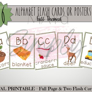 Fall ABC Alphabet Posters and Flash Cards, Educational ABC Set ...