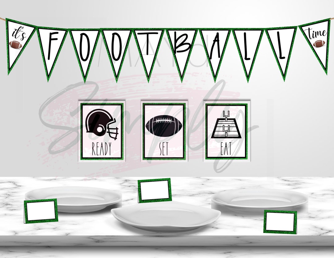 Football Game Day Turf Party Decoration BUNDLE - Pennant Banner, Signs ...