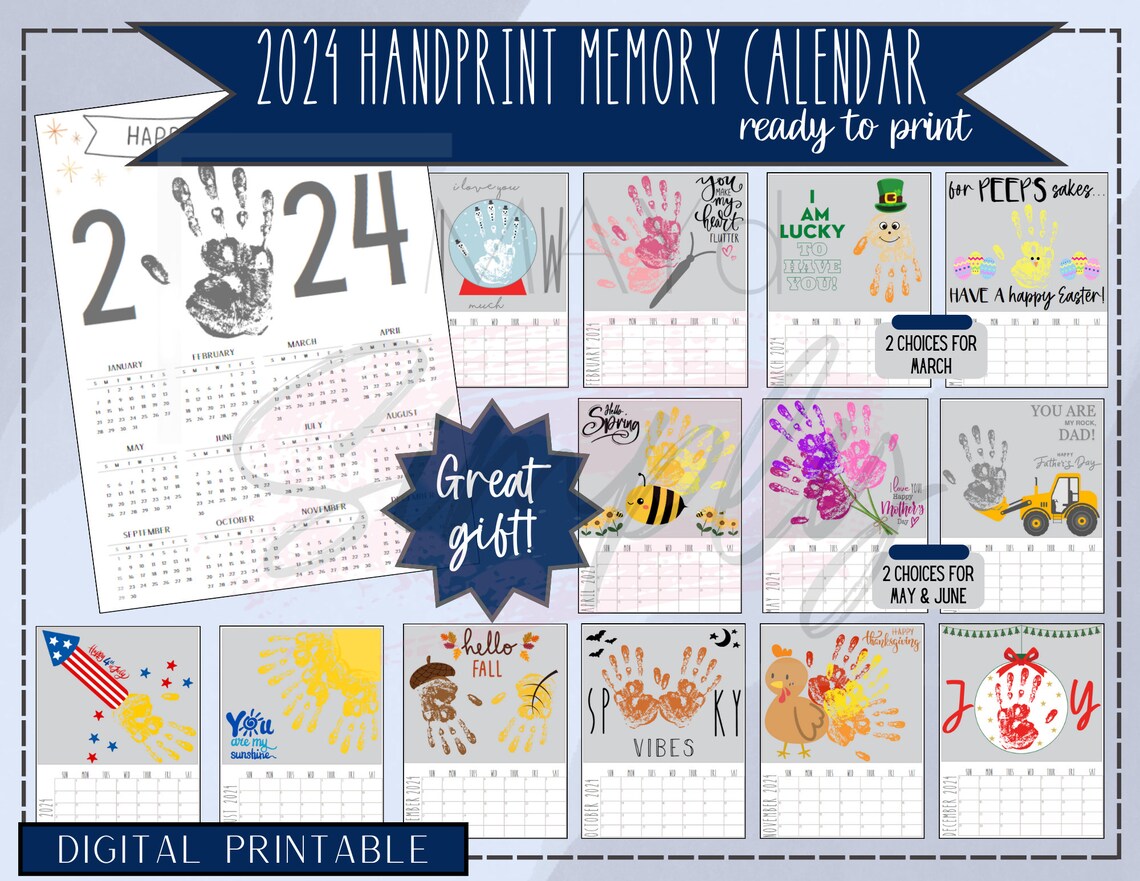 2024 Handprint Calendar - Memory Calendar - Great Gift - Etsy