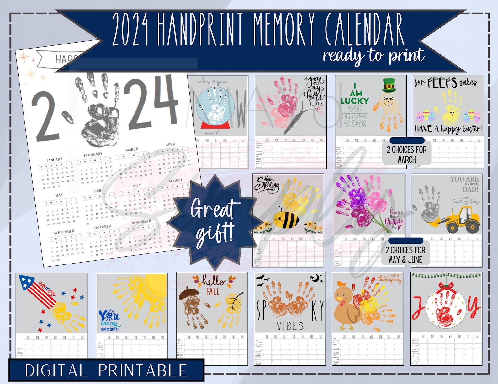 2024 Handprint Calendar - Memory Calendar - Great Gift - Etsy