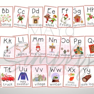 Christmas ABC Alphabet Posters and Flash Cards, Educational ABC Set ...