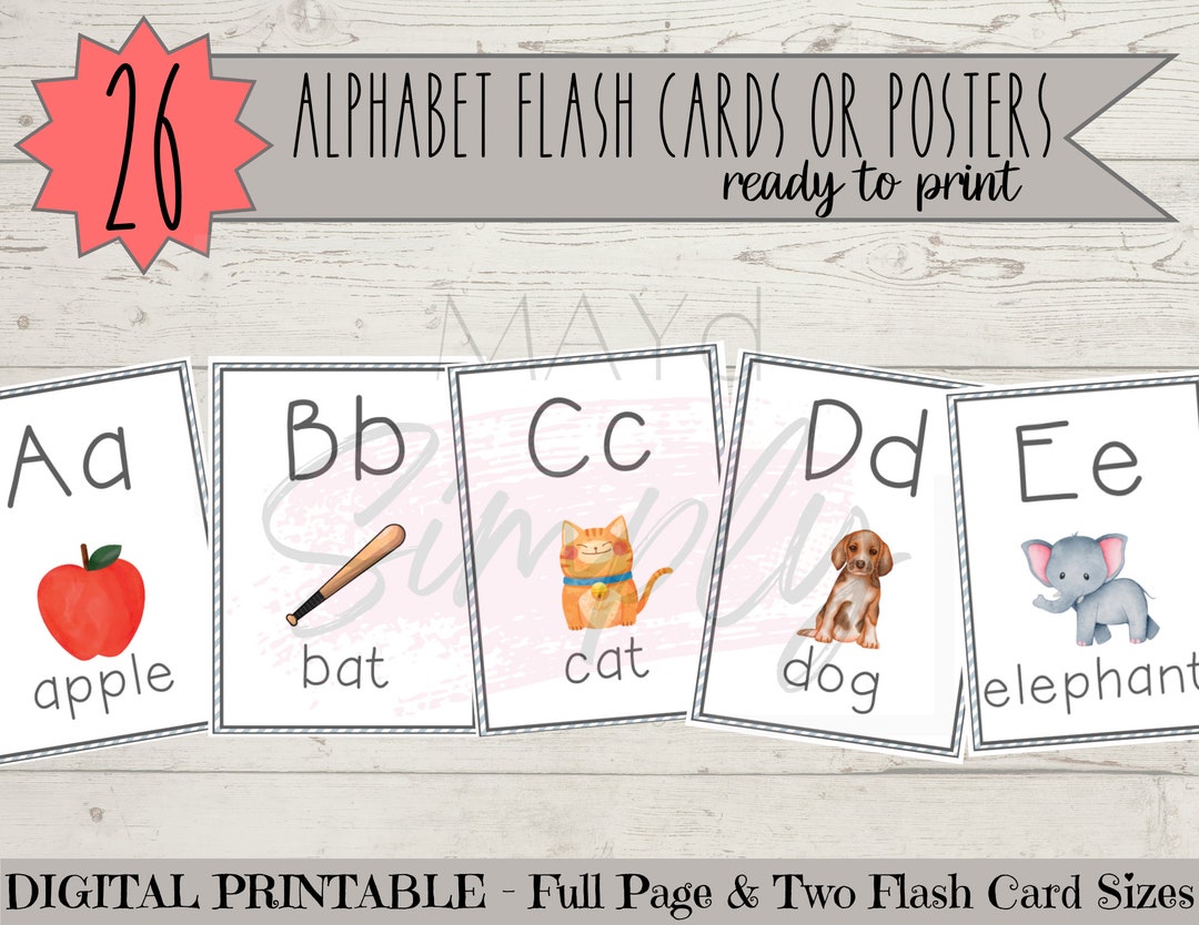 ABC Alphabet Posters and Flash Cards, Educational ABC Set, Classroom ...