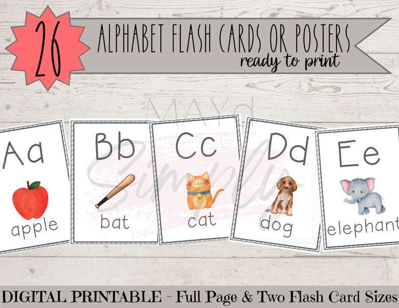 ABC Alphabet Posters and Flash Cards, Educational ABC Set, Classroom ...