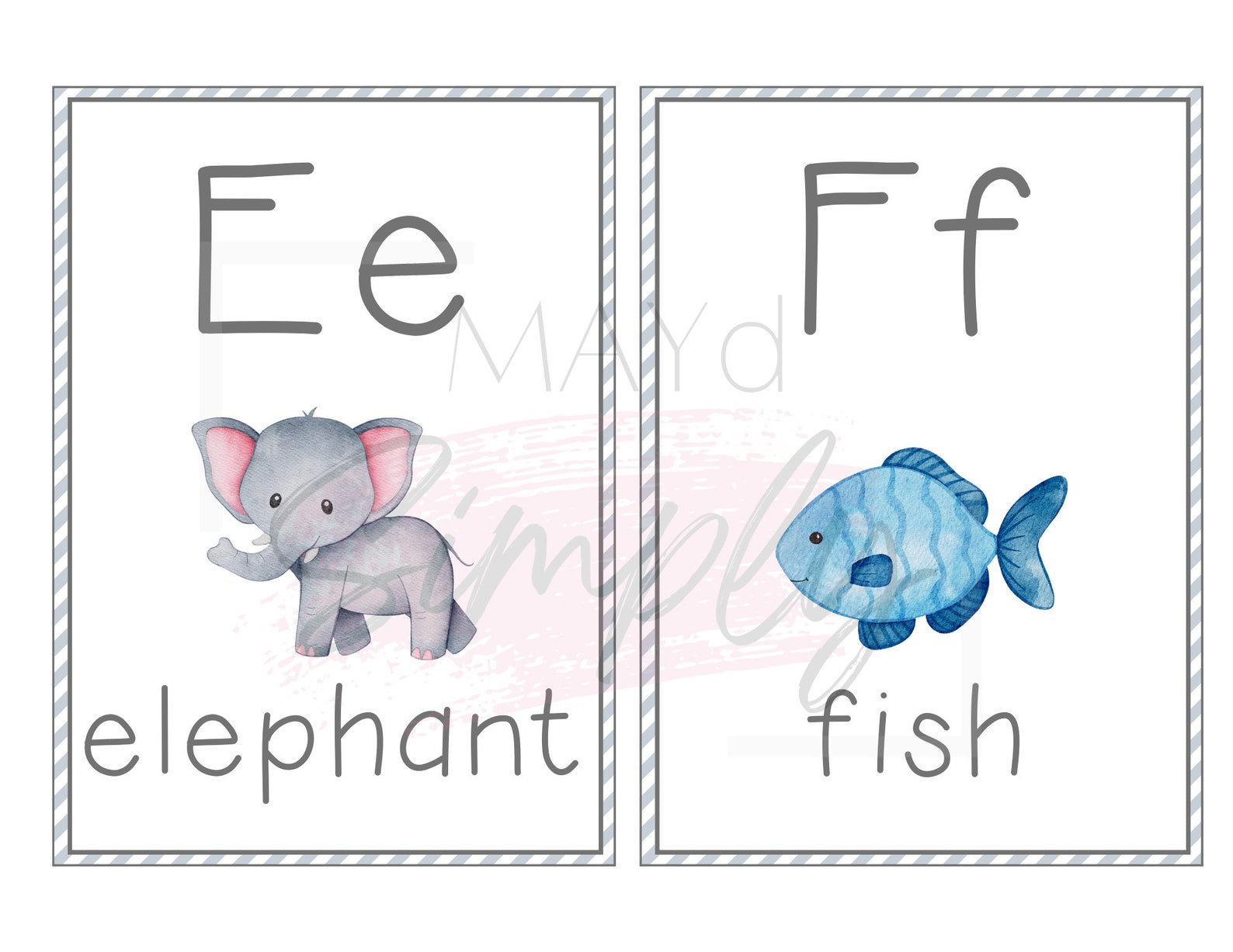 ABC Alphabet Posters and Flash Cards Educational ABC Set - Etsy