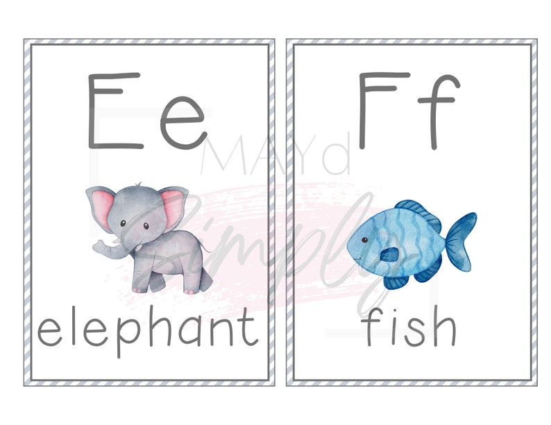 ABC Alphabet Posters and Flash Cards Educational ABC Set - Etsy
