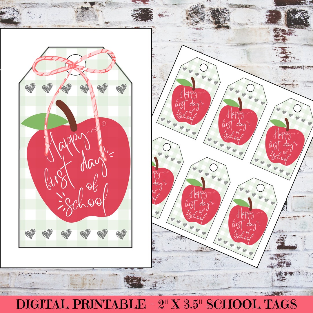 Back to School Gift Tag - Apple Happy First Day Back - Etsy