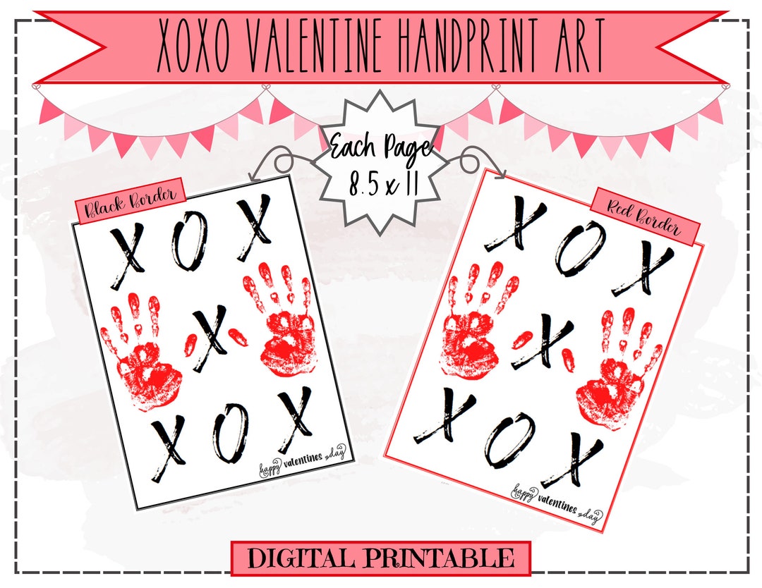 Valentine Handprint Art and Craft - XOXO, Two Design Colors - Keepsake ...