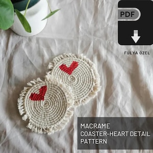 Macrame Coaster Pattern, Macrame Coaster With Heart Detail, PDF File ...