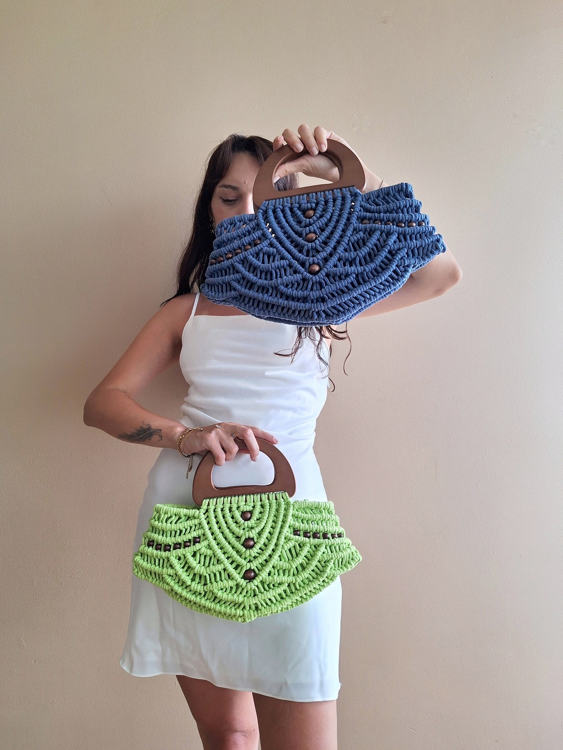 Macrame Bag Tutorial, Macrame Pattern, Handbag Pattern, PDF File Writing and With Photographs ...