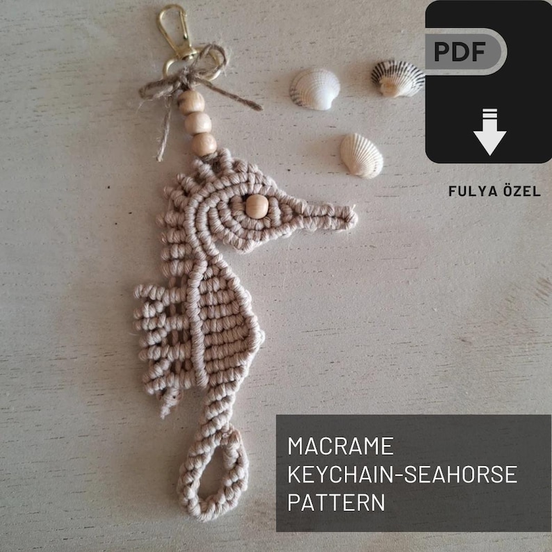 Macrame Keychain Hippocampus PDF Guide-photo Tutorial - Seahorse ...