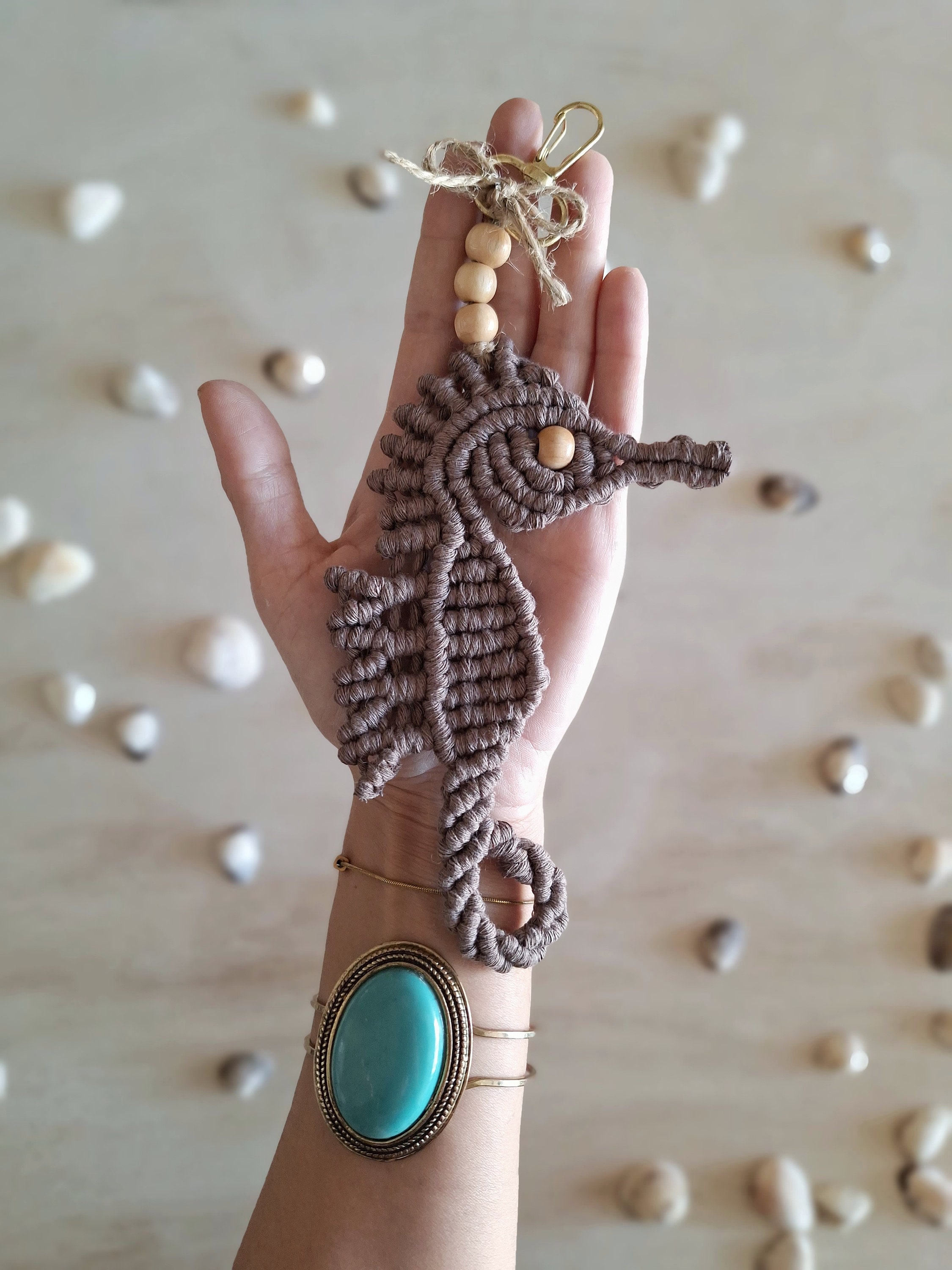 Macrame Keychain Hippocampus PDF Guide-photo Tutorial - Seahorse ...