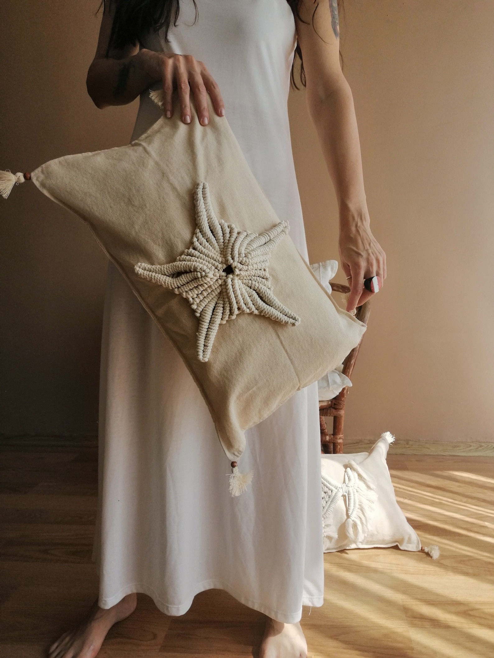 Macrame Starfish Pillowcase Pattern: Summer Decoration, Photo & Writing ...