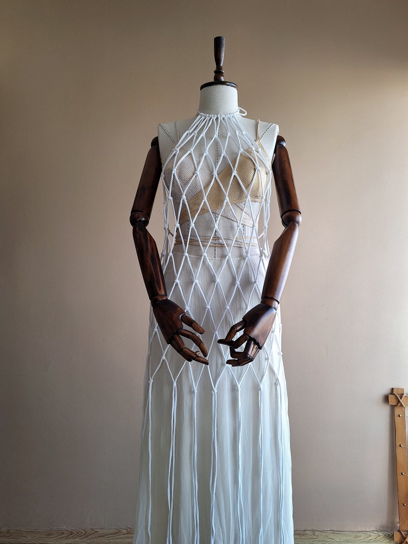 Macrame Mesh Tops, Halter Neck Tops, Back Ties Dress, Macrame Beach ...