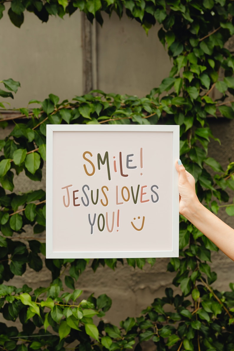 Smile Jesus Loves You DIGITAL PRINT, Christian Printable Wall Art ...