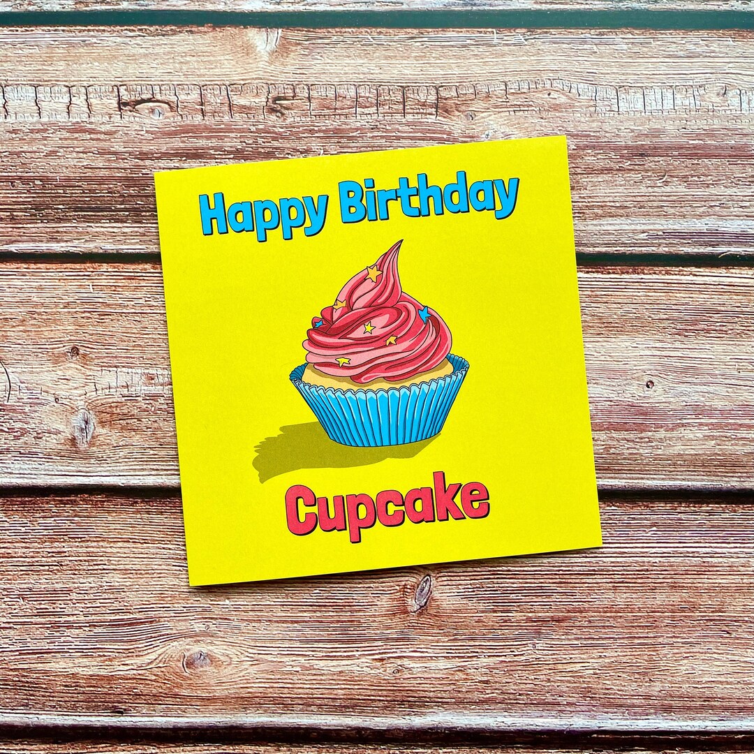 Happy Birthday Cupcake | Birthday Card - Etsy