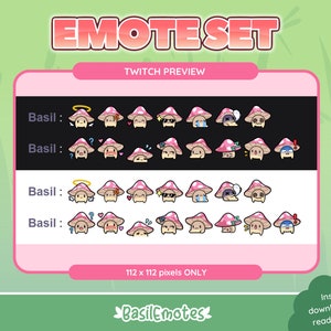 15 Cute Pink Mushroom Emotes // Instant Download // Streaming Twitch ...