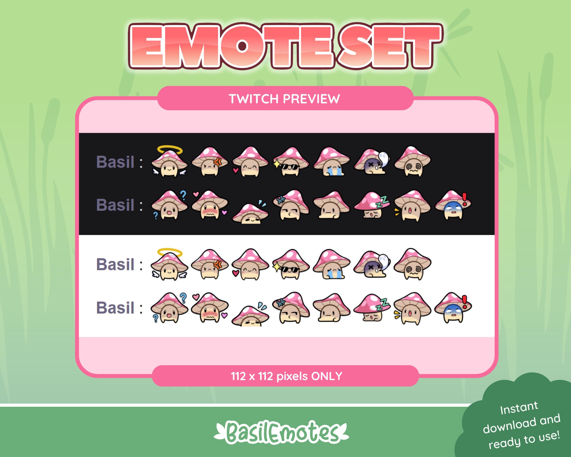 15 Cute Pink Mushroom Emotes // Instant Download // Streaming Twitch ...