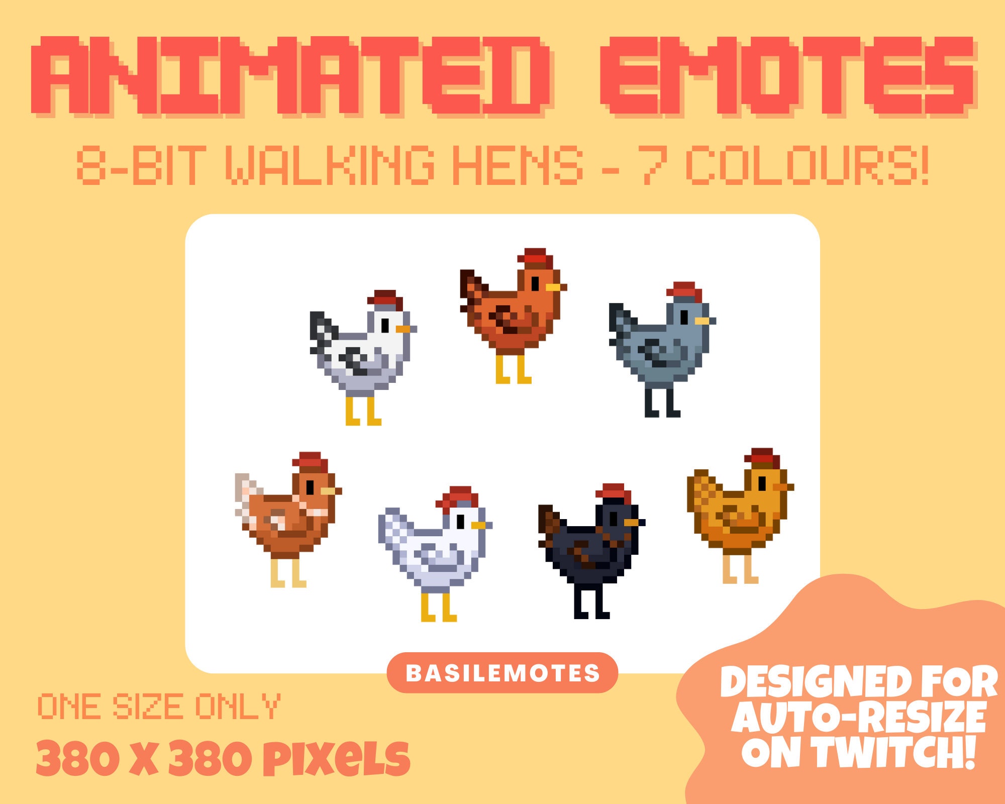 Animated Twitch Emote // Premade Animated 8-bit Chicken Emotes for ...