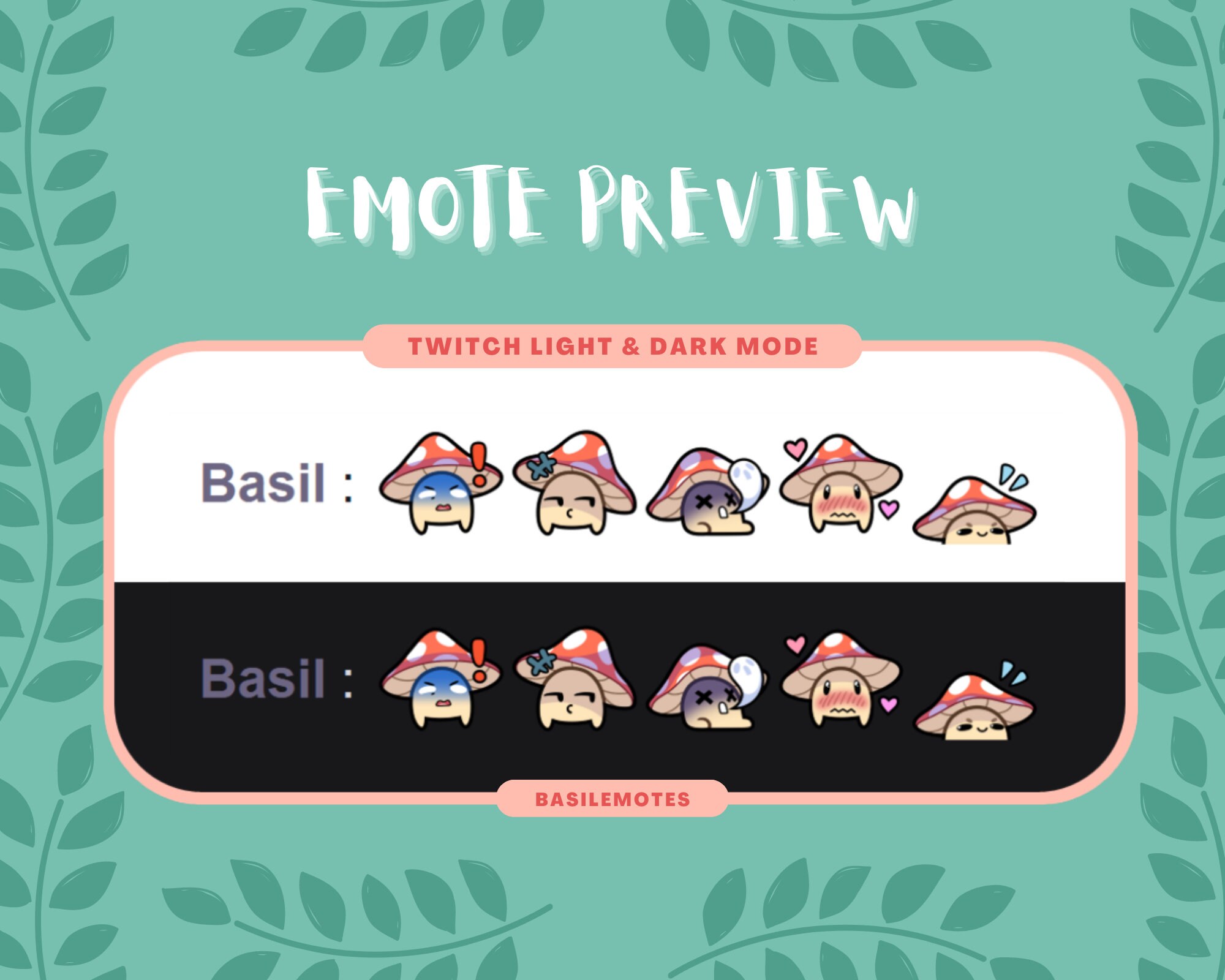 5 Cute Mushroom Emotes 3 // Instant Download // Streaming Twitch ...