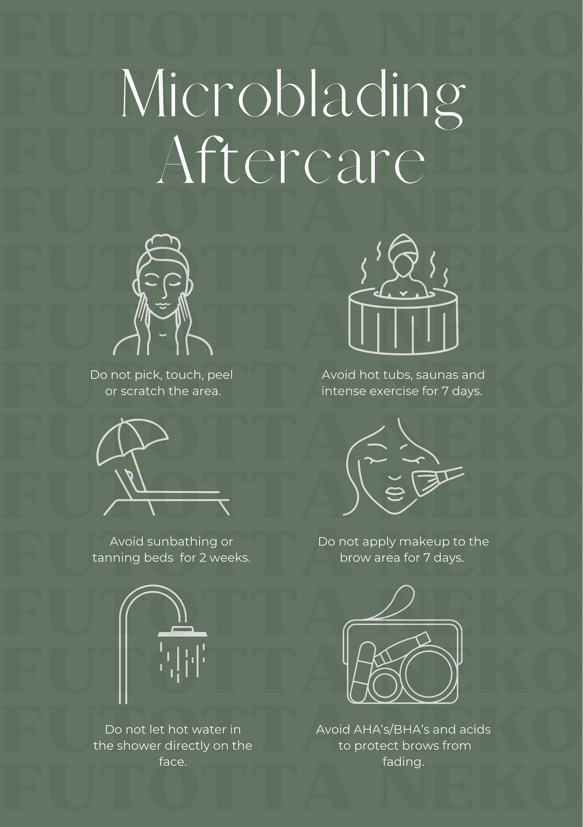 Green Microblading PMU Aftercare Cards, Eyebrow Services, Esthetician ...