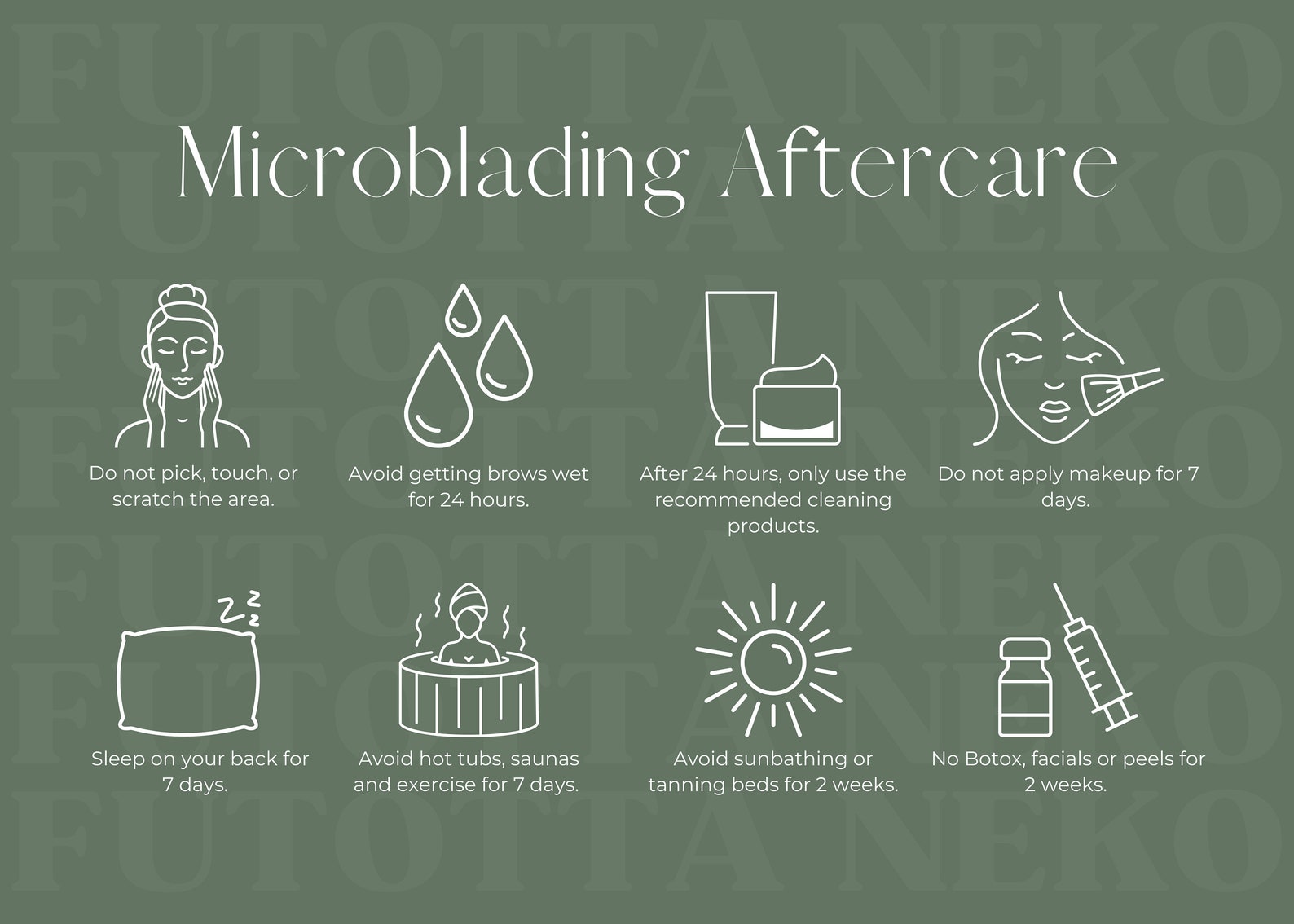 Green Double-sided Microblading PMU Aftercare Cards, Eyebrow Services ...