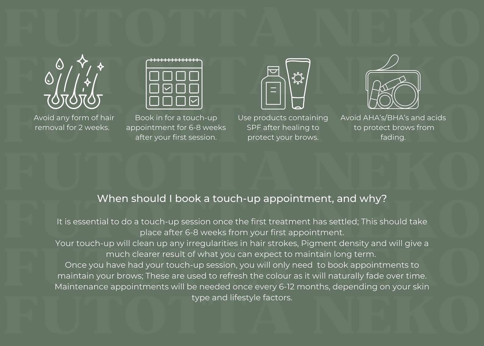 Green Double-sided Microblading PMU Aftercare Cards, Eyebrow Services ...