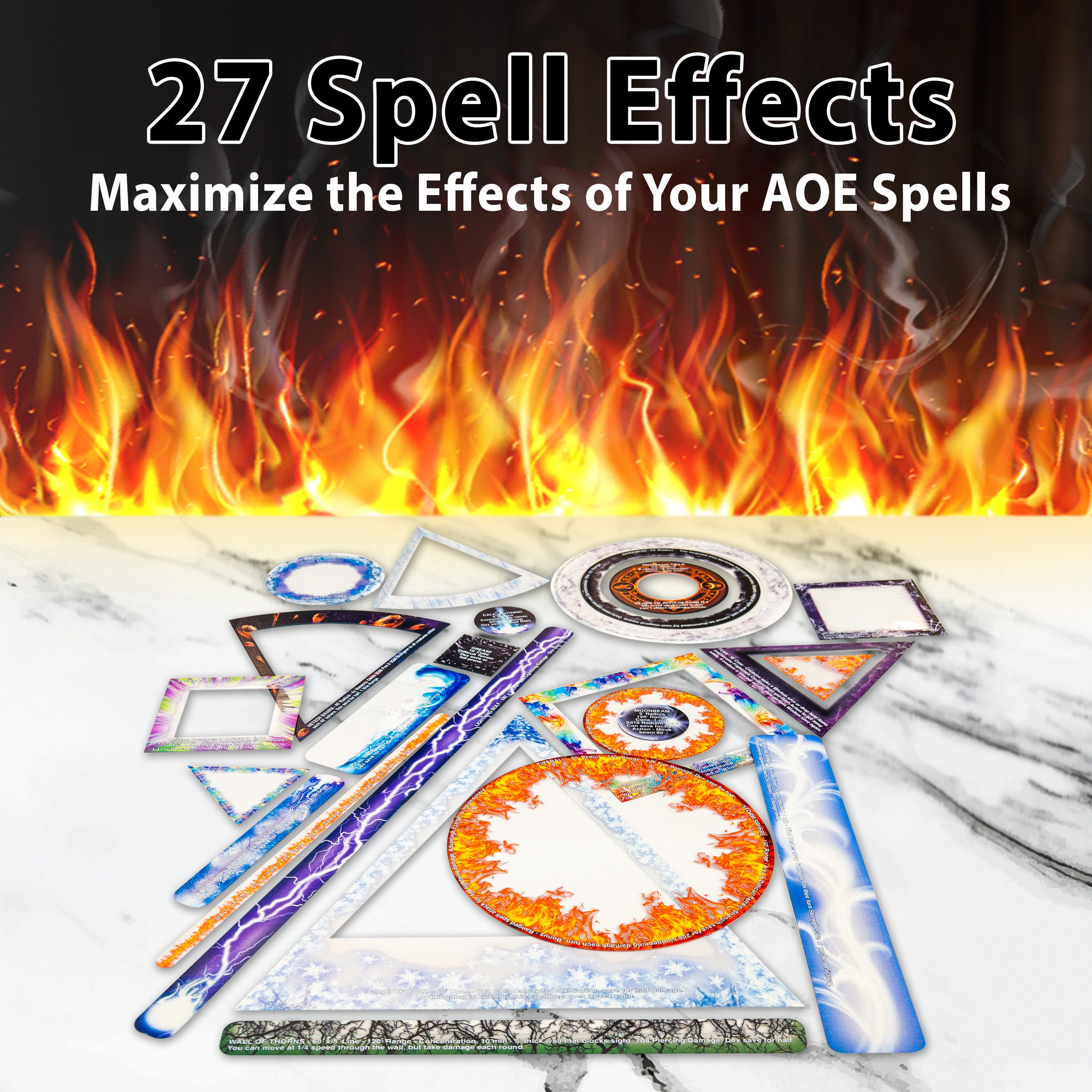 Spell Effects Template Set for D&D 5e 25 Piece Acrylic Markers for AOE ...
