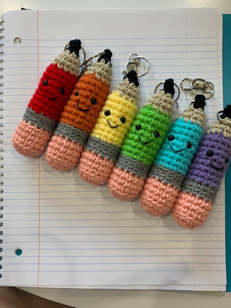 Pencil Amigurumi Stuffed Keychain - Etsy