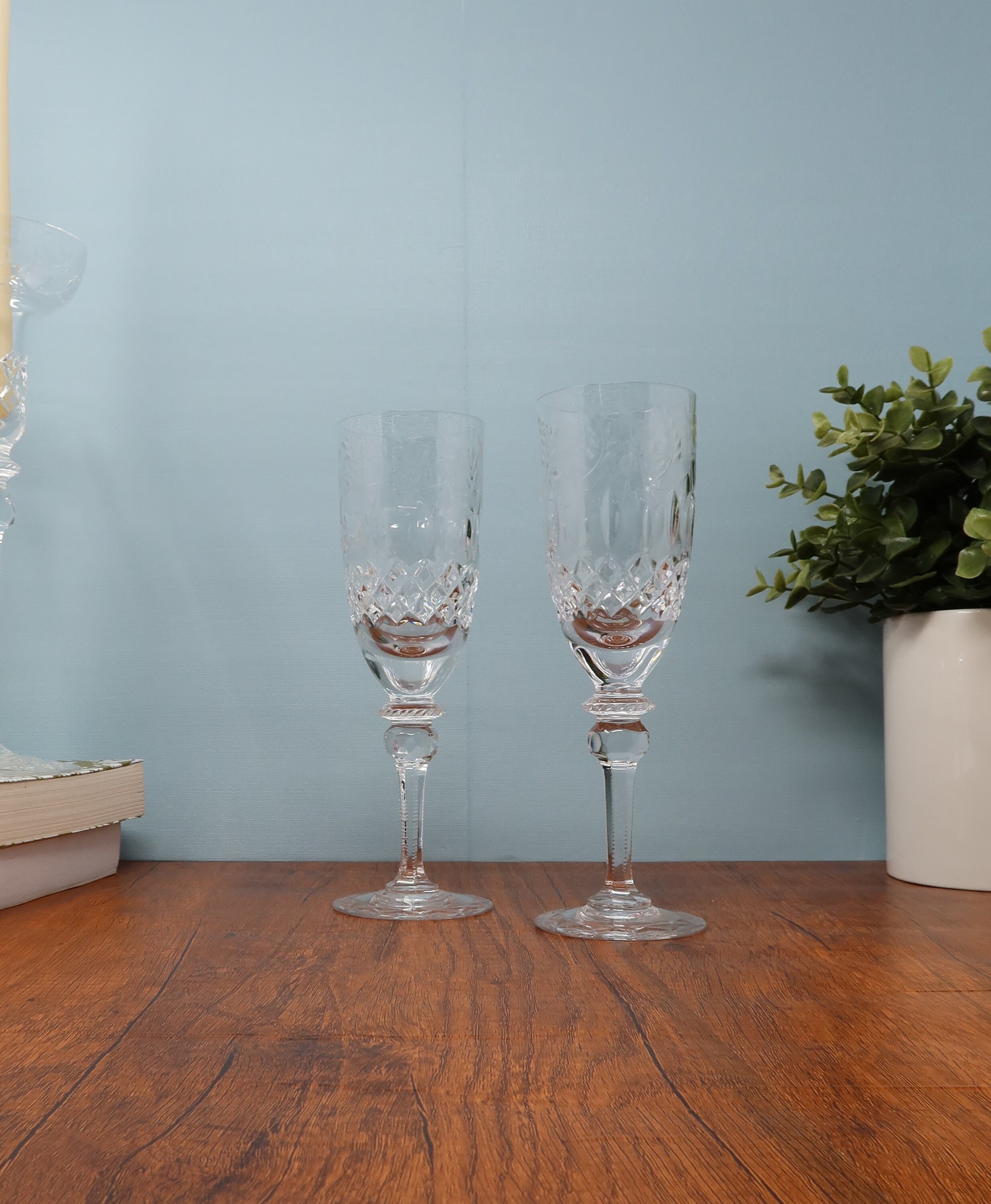 Rogaska Gallia Fluted Champagne Crystal Glasses 2 - Etsy