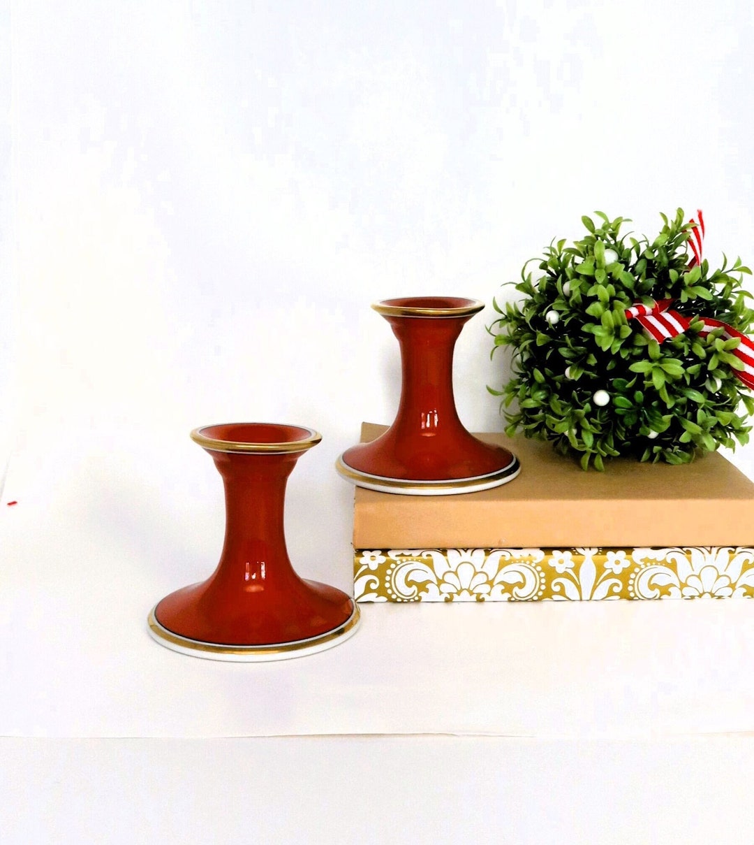 Vintage Fitz and Floyd "renaissance Cinnabar" Candlestick (2) - Etsy