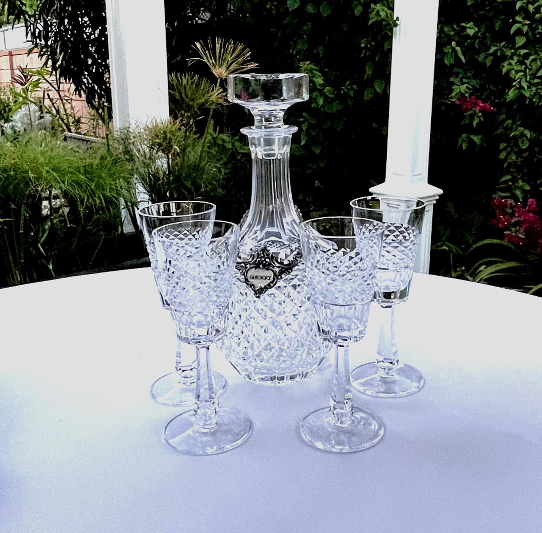 Galway Crystal Decanter, Stopper and 4 Matching Liquor Glasses - Etsy