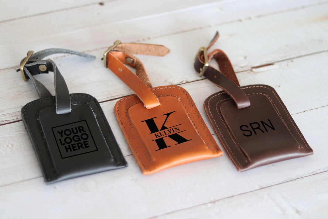 Personalized Leather Luggage Tag Handmade Custom Leather Tag Leather Travel Tag Favor Wedding ...