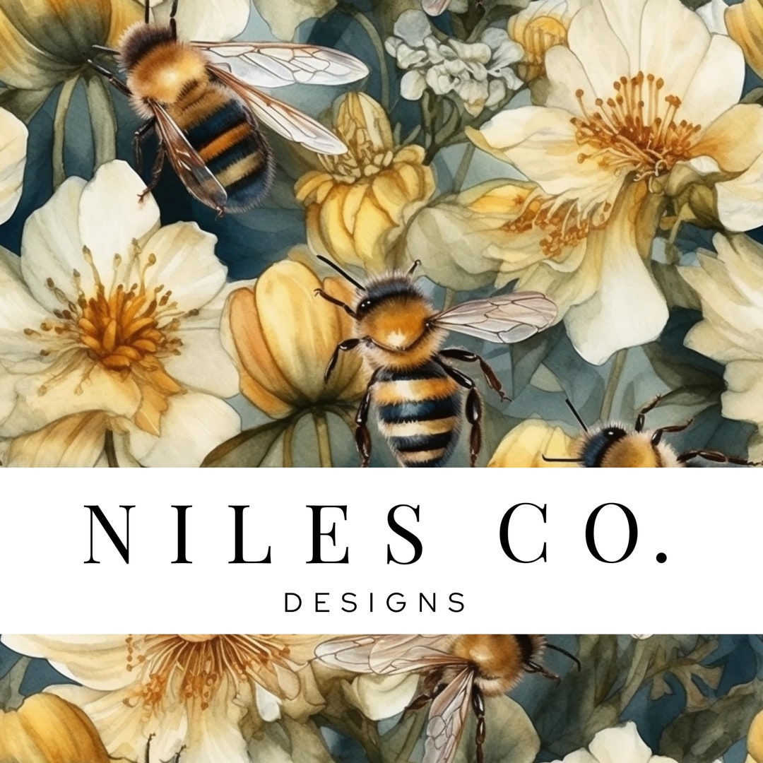 Honey Bee Seamless Pattern Honey Bee Digital Papers Flowers Seamless ...