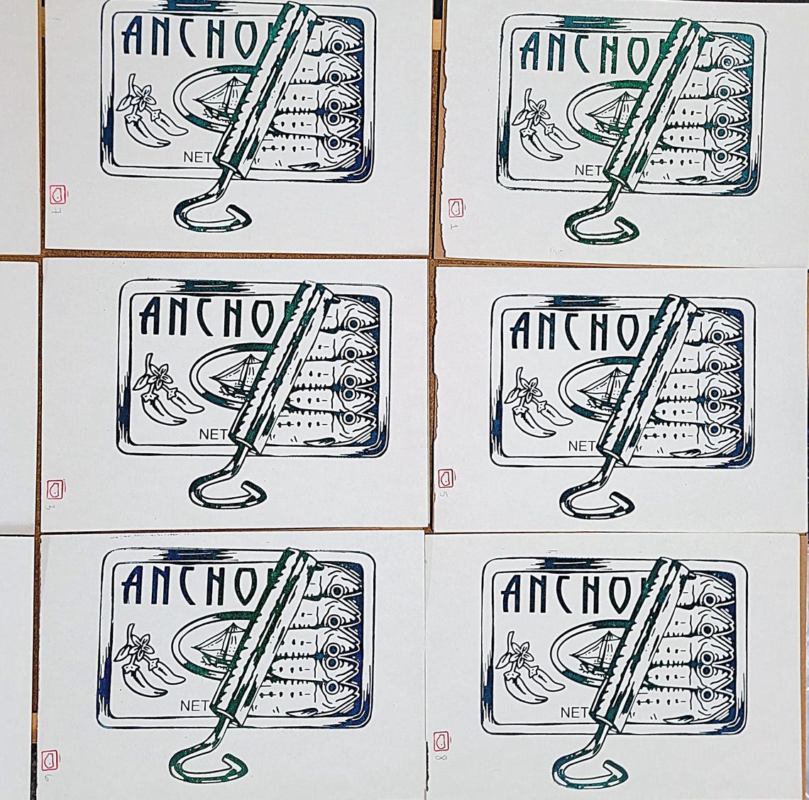 Anchovy Tin Block Print A5 | Fish Print - Etsy