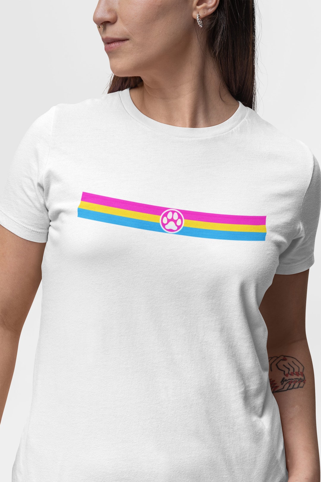 Minimalistic Pansexual Flag Proud Furries Fandom Tee for Pan Furry ...