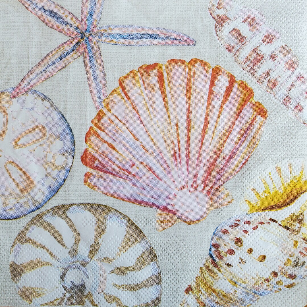Beach Paper Napkin for Decoupage Shells and Starfish Set of 4 - Etsy