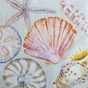 Beach Paper Napkin for Decoupage Shells and Starfish Set of 4 - Etsy